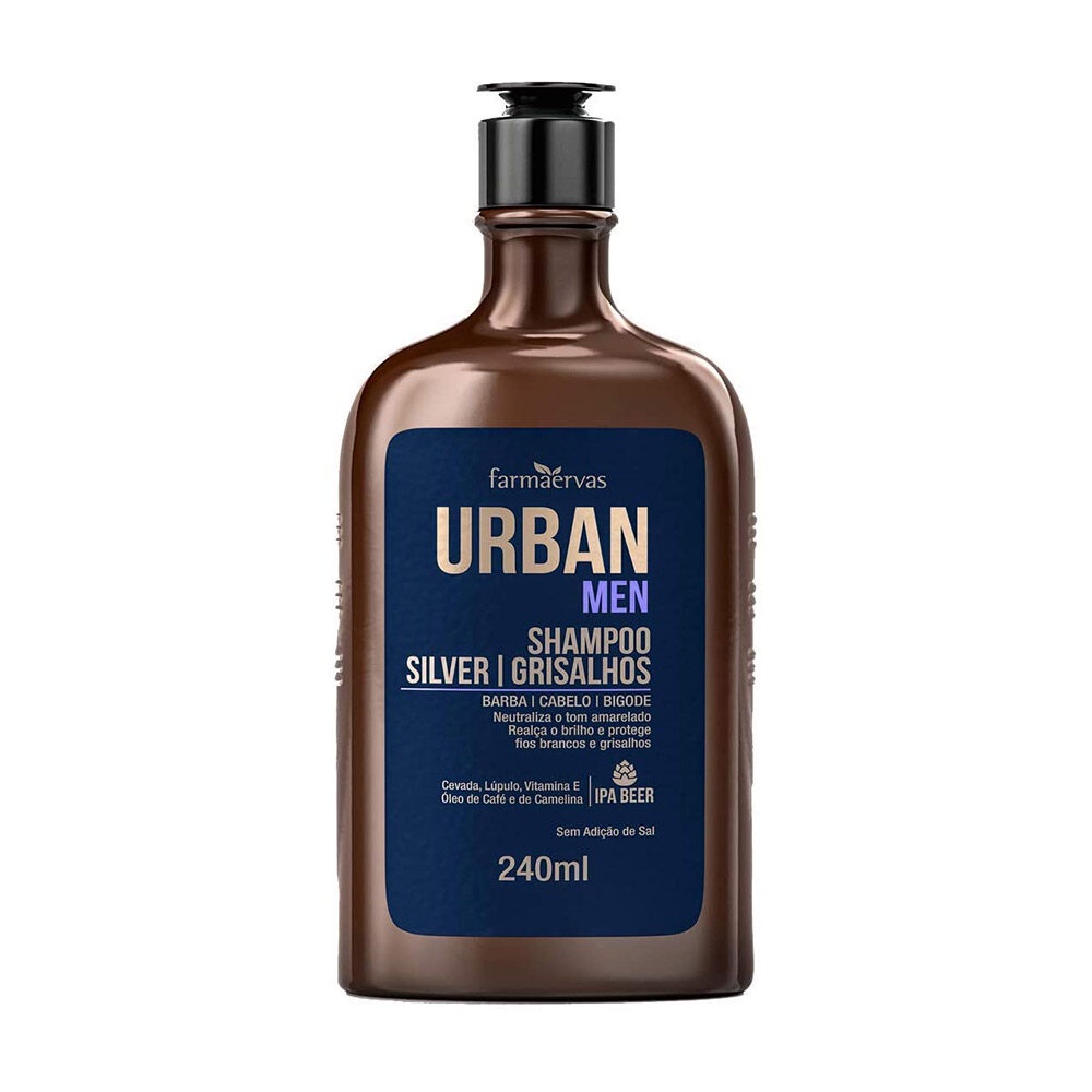 Kit c/ 3 Shampoo Masculino Silver Grisalho Urban Men 240ml | Shopee Brasil