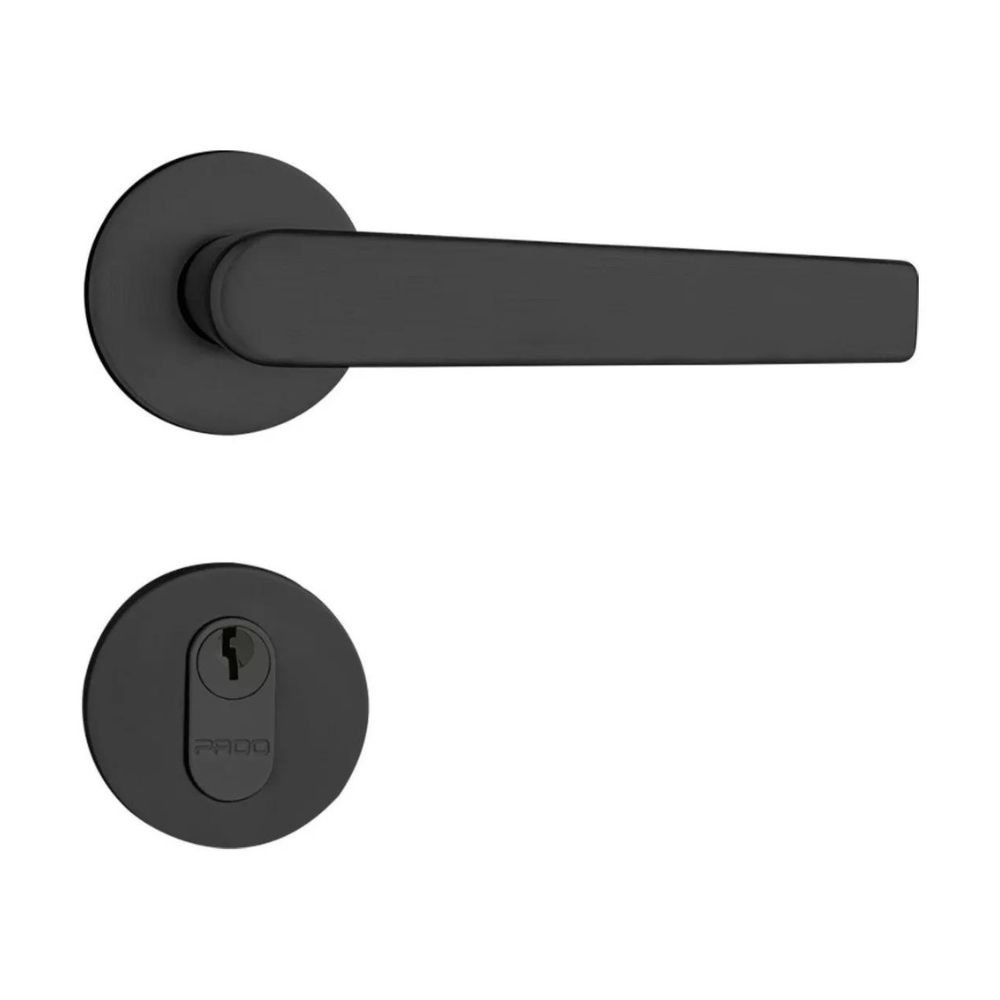Fechadura Porta Pado Concept Preta 40mm Roseta Redonda Externa | Shopee Brasil