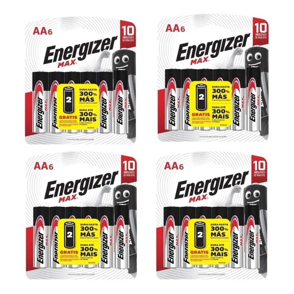 24 Pilha Alcalina Energizer Max Pequena C/ 24 Pilhas A A | Shopee Brasil