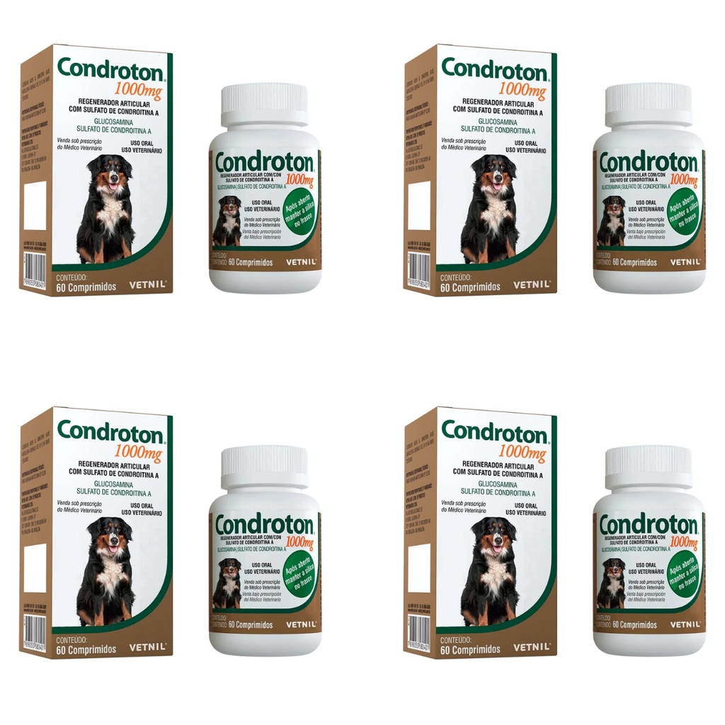 4 Condroton Regenerador Articular Vetnil Comprimidos 1000mg | Shopee Brasil