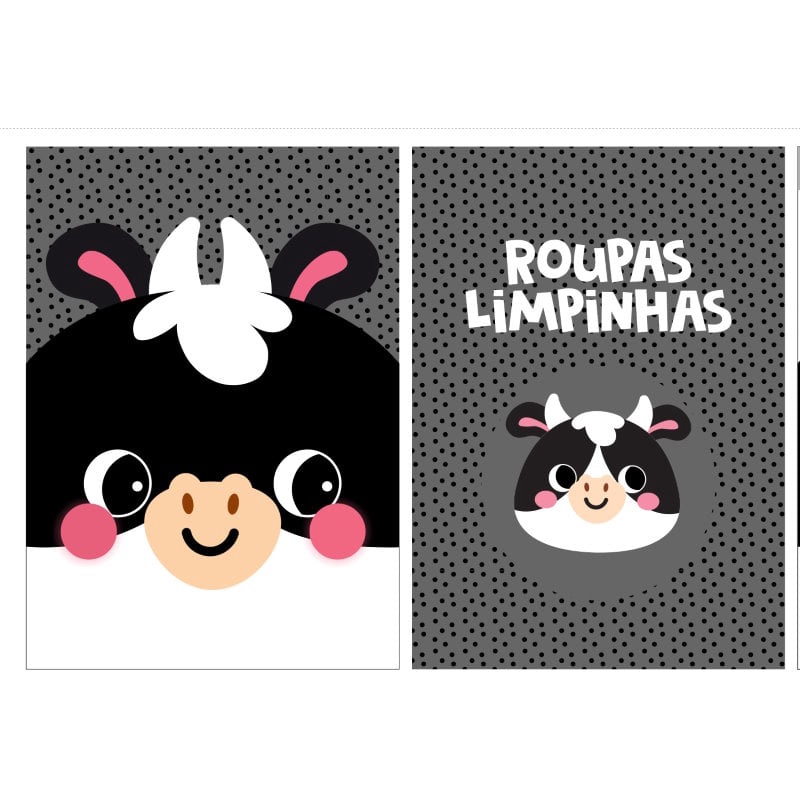 Tecido Painel Saquinho Roupa Limpa/Suja Vaca - Meia Tigela | Shopee Brasil