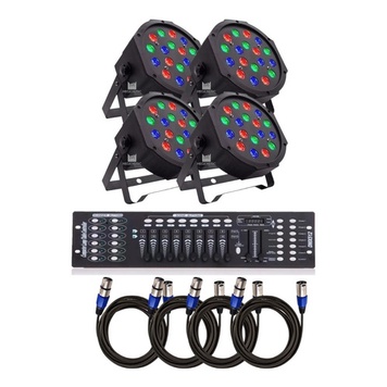 Kit 4 Canhao De Led 18 Leds 1w Rgb Dmx Iluminacao + Mesa DMX + Cabos 5m | Shopee Brasil