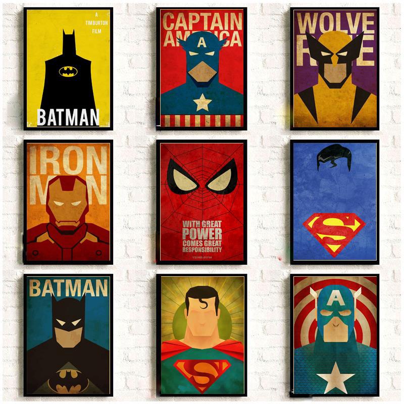 Quadro decorativo Marvel Super Heroes Pôsteres Vintage coisas de 1 real ...