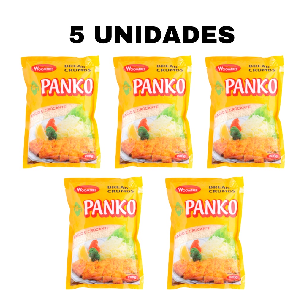 KIT 05 FARINHA PARA EMPANAR PANKO BREAD CRUMPS WOOMTREE SEIWA 200G ...