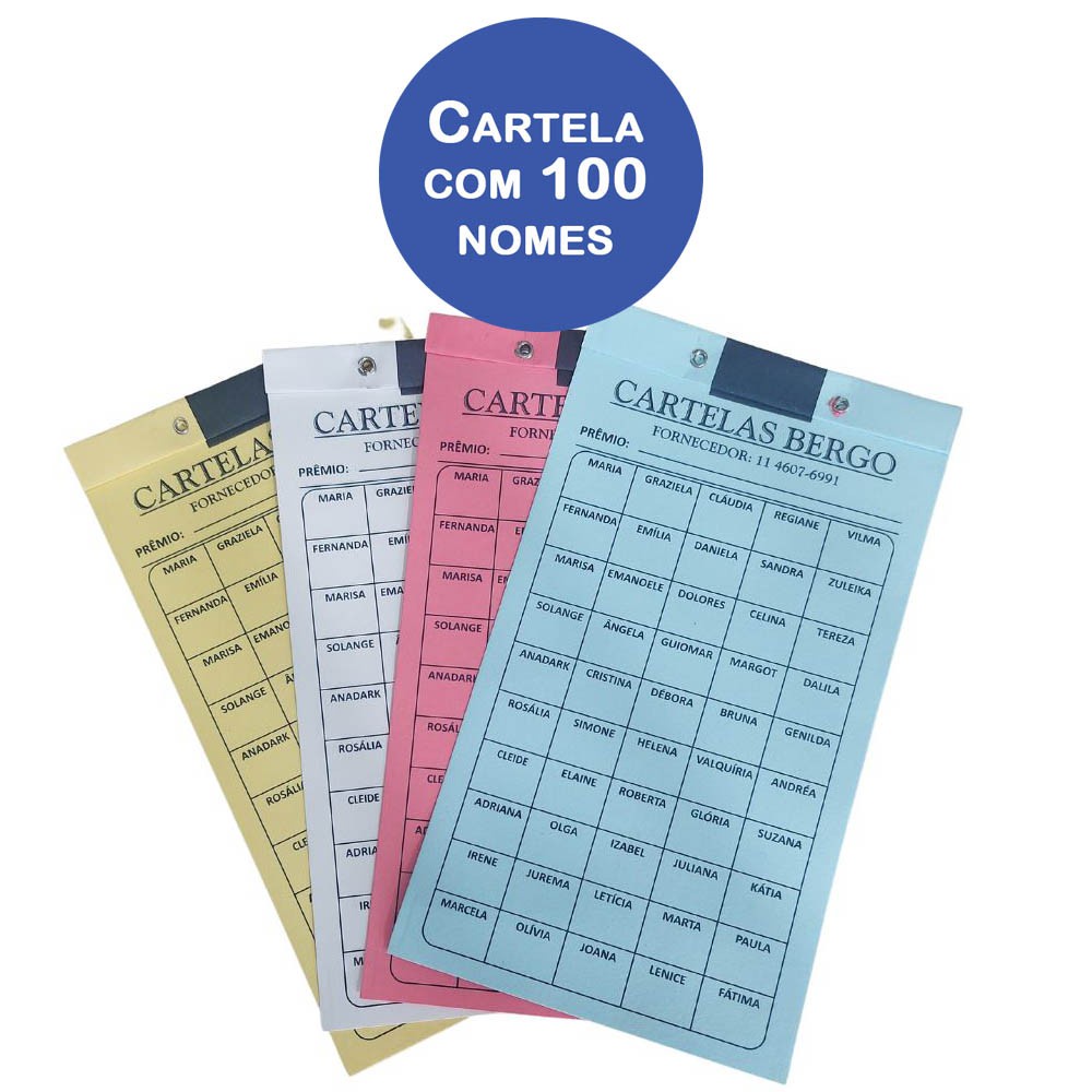 10 cartelas de rifa 100 nomes com cores variadas | Shopee Brasil