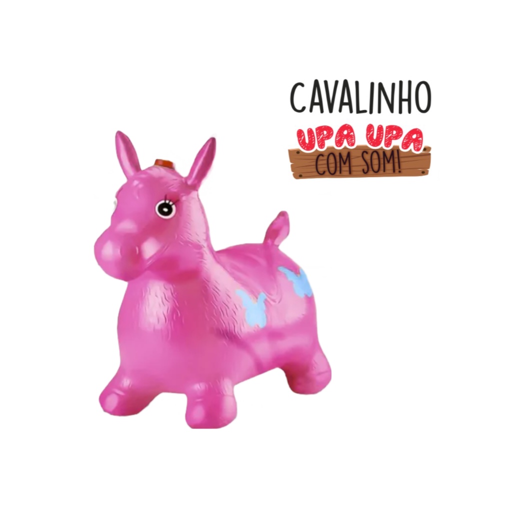 Cavalinho Upa Upa Inflavel Pula Pula Rosa Brinquedo Musical Com Som de ...