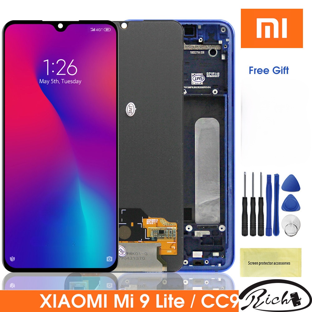 Tela Táctil CC9 De 6.39'Com Moldura , Para Xiaomi Mi 9 lite M1904F3BG Lcd Display Digitalizador ...