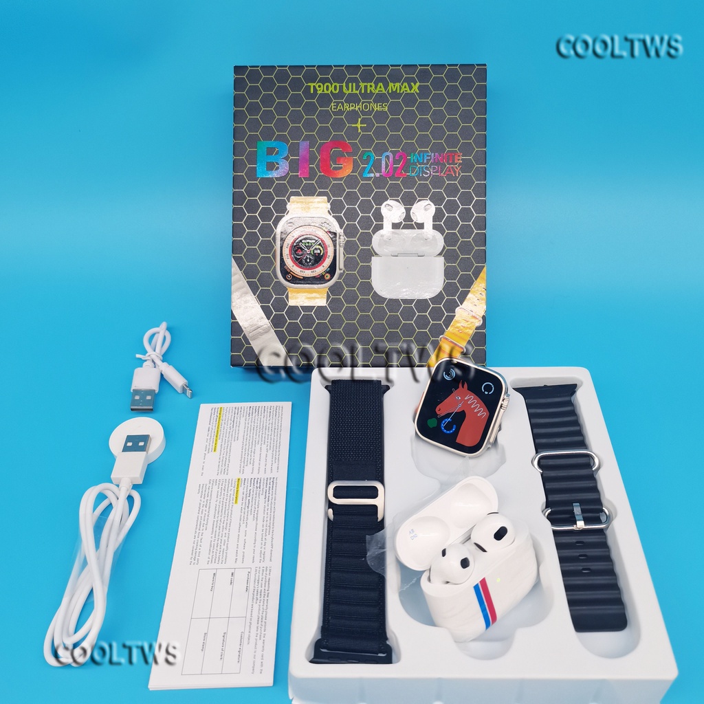 Smartwatch Relógio Inteligente T900 Ultra Max Com Airpods 2 Em 1 Fone De Ouvido Bluetooth Sem ...