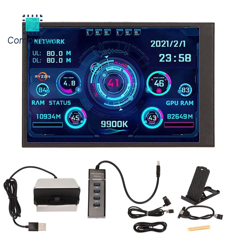 Mini tela USB IPS de 3,5 polegadas, tela de temperatura de computador ...