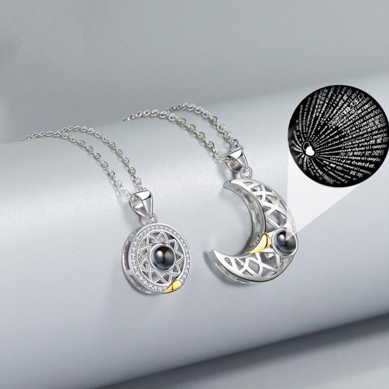 2Pcs Colar Magnético Valentine Necklace 100 Idiomas Eu Te Amo Projeção ...