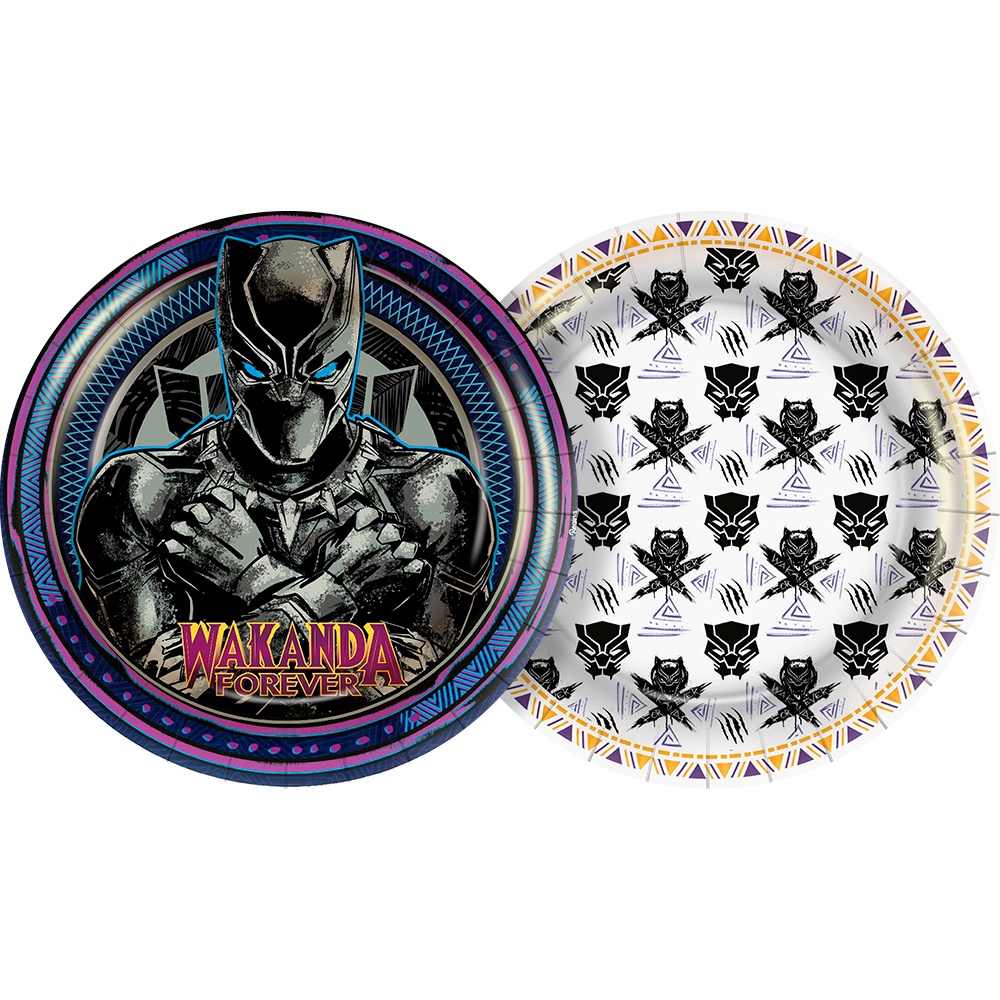 Prato de Papel Festa Pantera Negra Wakanda 18 cm 12 Uni Bolo ...
