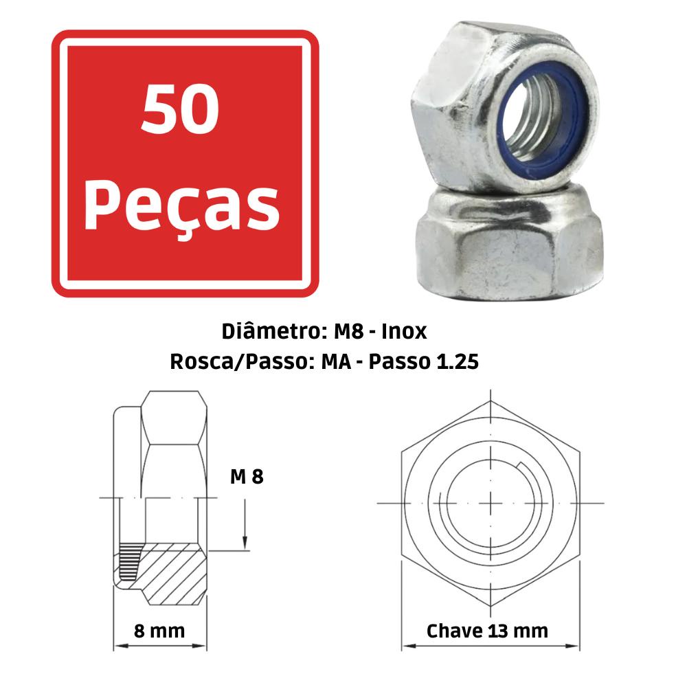 Porca Auto Travante Parlock M8 x 1,25 Inox - 50 Peças | Shopee Brasil
