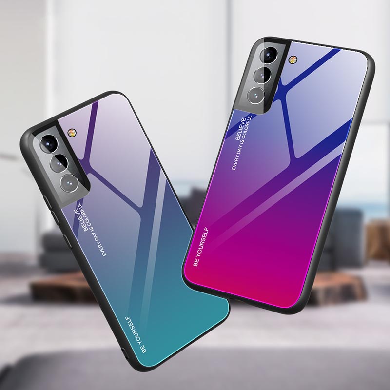 Capa De Telefone De Luxo Gradiente Para Samsung Galaxy S23 S22 Ultra Plus S21FE 5G Vidro ...