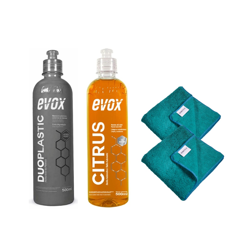 Kit Shampoo Citrus e Restaurador de Plásticos Evox 500ml | Shopee Brasil