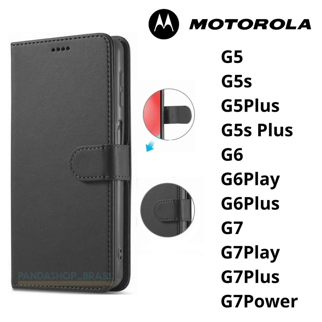 Capa Case Carteira Flip Para Motorola G5 / G5s / G6 / G6Play / G6Plus / G7 / G7Play / G7Plus ...