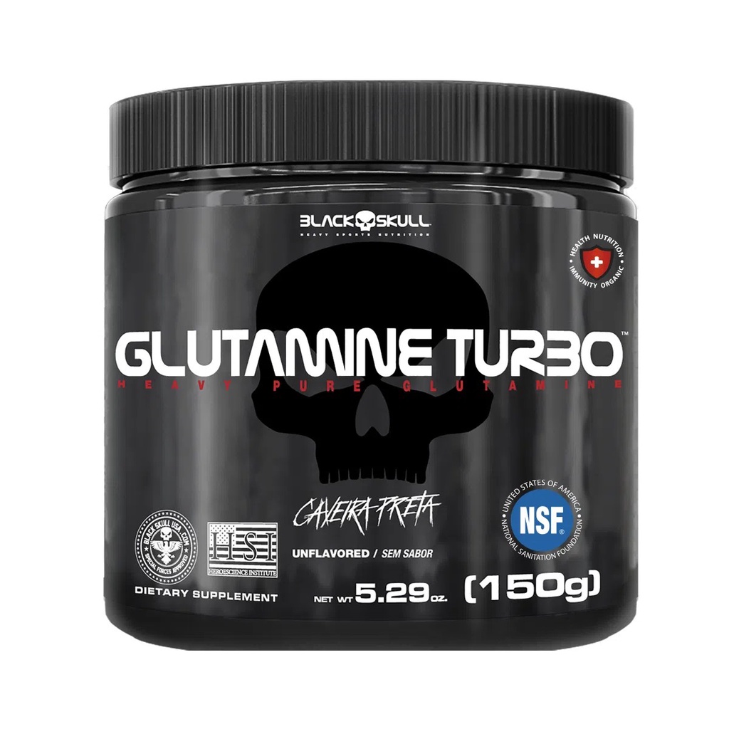 Glutamina Turbo 150g - Black Skull | Shopee Brasil