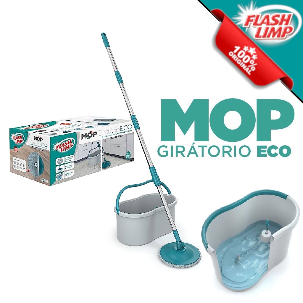 Mop Giratorio Eco com Balde Esfregão Economico MOP1454 Flash Limp ...