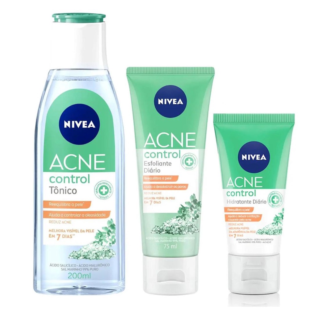 Kit Nivea Acne Control Esfoliante + Tônico + Hidratante | Shopee Brasil