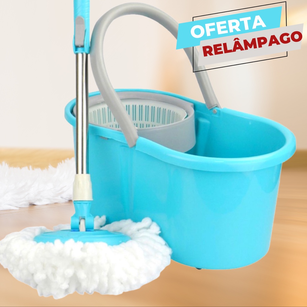 BALDE SPIN MOP 360 COM ESFREGAO 6 LITROS 123CLEAN | Shopee Brasil