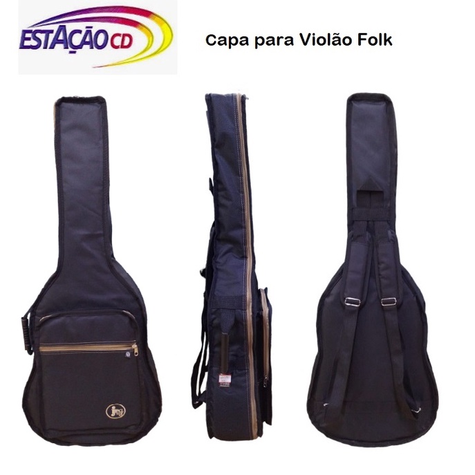 Capa Violao Folk Extra Luxo c/ Bolso Cargo - Preto e Bege | Shopee Brasil