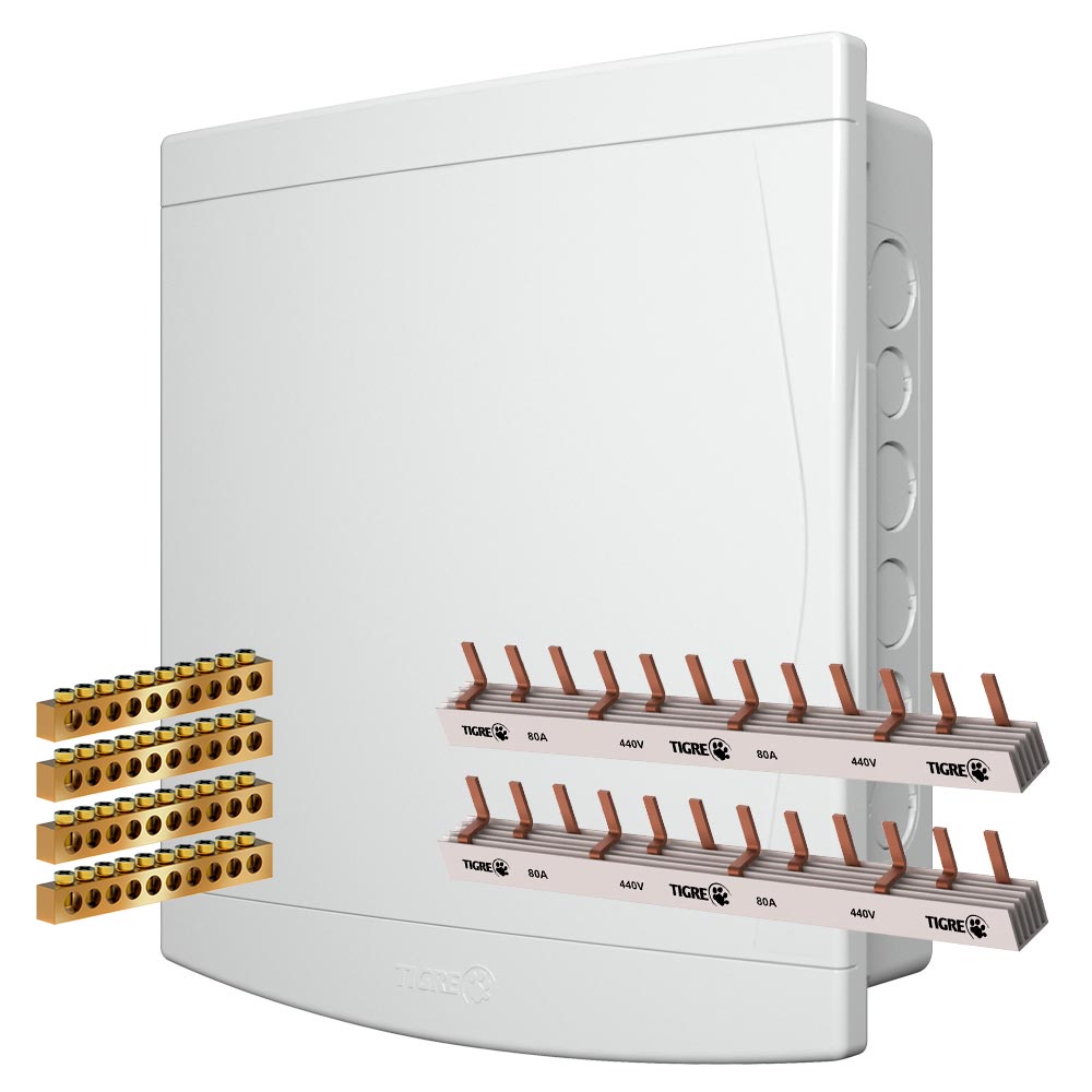 Quadro Distribuicao Embutir Tigre 18/24 Barramentos Trifase | Shopee Brasil