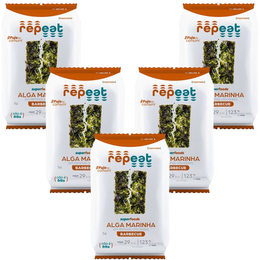 Kit 5 Repeat Snacks Algas Marinhas Sabor Barbecue Nori 5g | Shopee Brasil