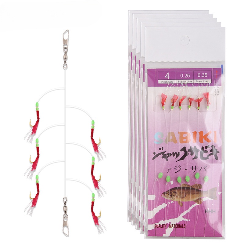 6pcs/set Simulado Anzóis De Pele De Peixe Sabiki Rig Para Camarão ...