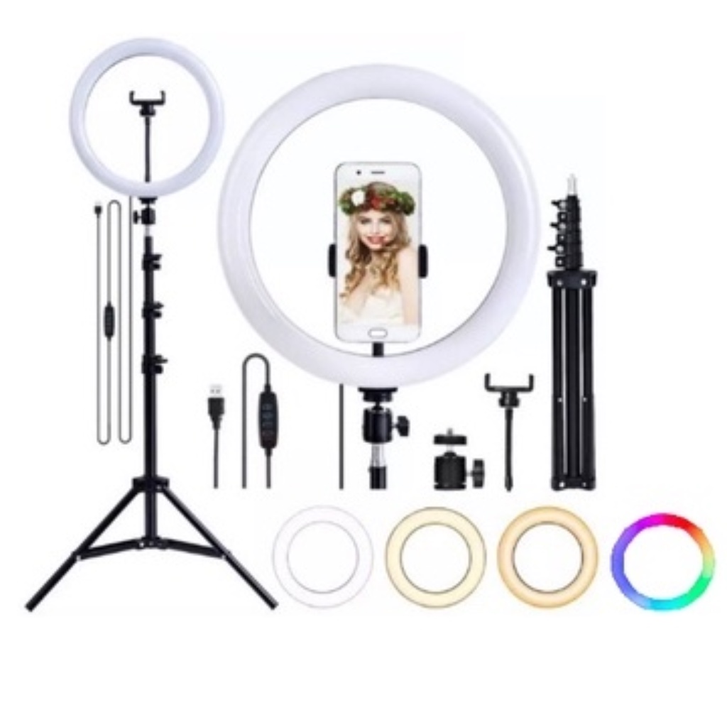 Iluminador Ring Light RGB com Tripé Profissional 12 Polegadas 26cm, Tripé com 2,10mt | Shopee Brasil