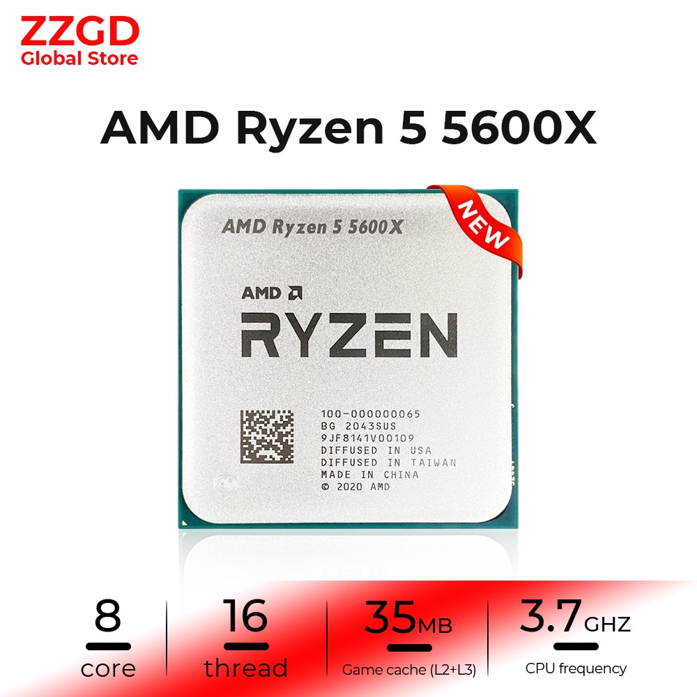 Novo amd ryzen 5 5600x r5 5600x3,7 ghz 6-core 7nm 65w processador cpu ...