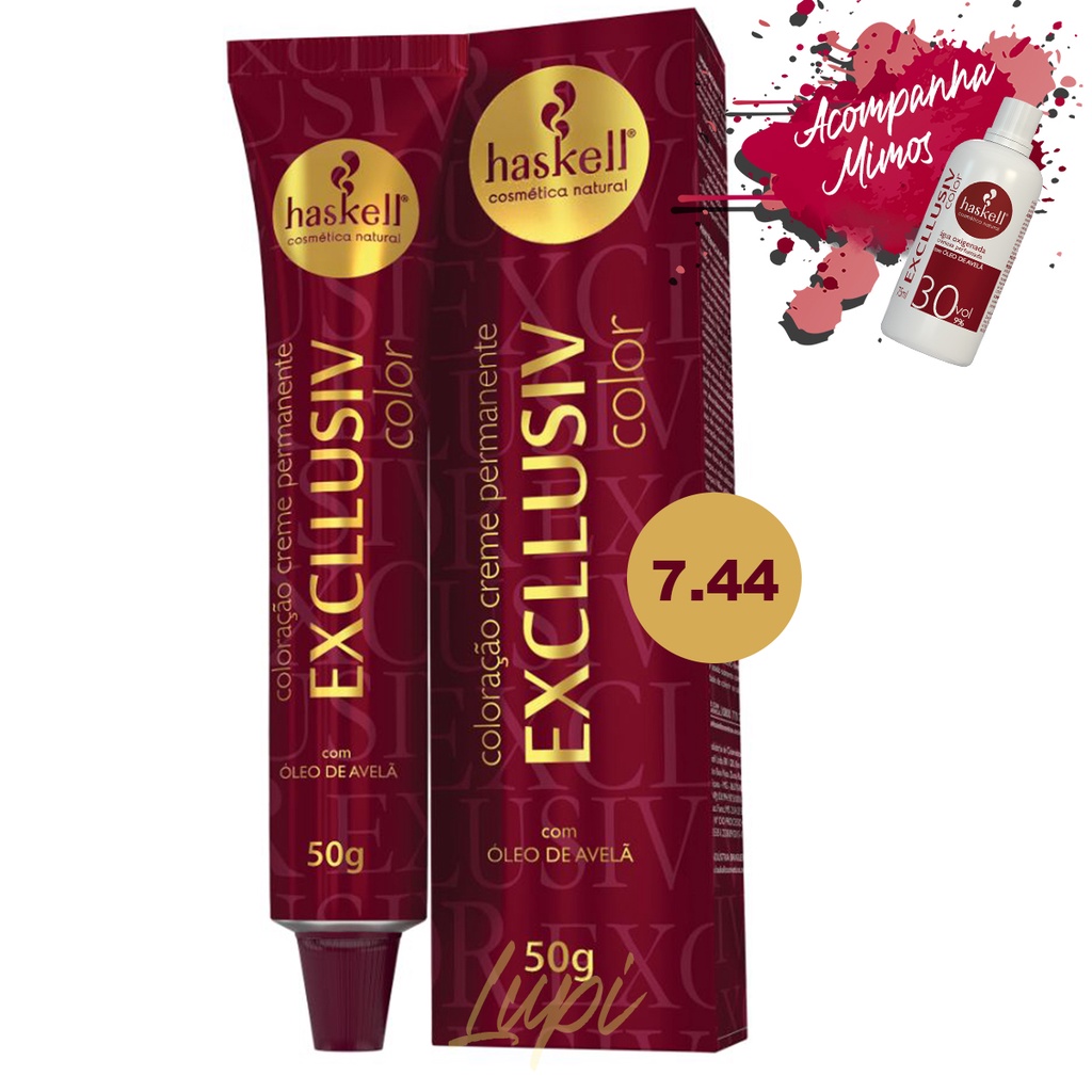 Coloracao Creme 7.44 Permanente Haskell Excllusiv Color | Shopee Brasil