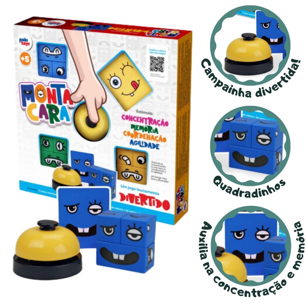 Jogo montessori monta cara blocos com campainha | Shopee Brasil