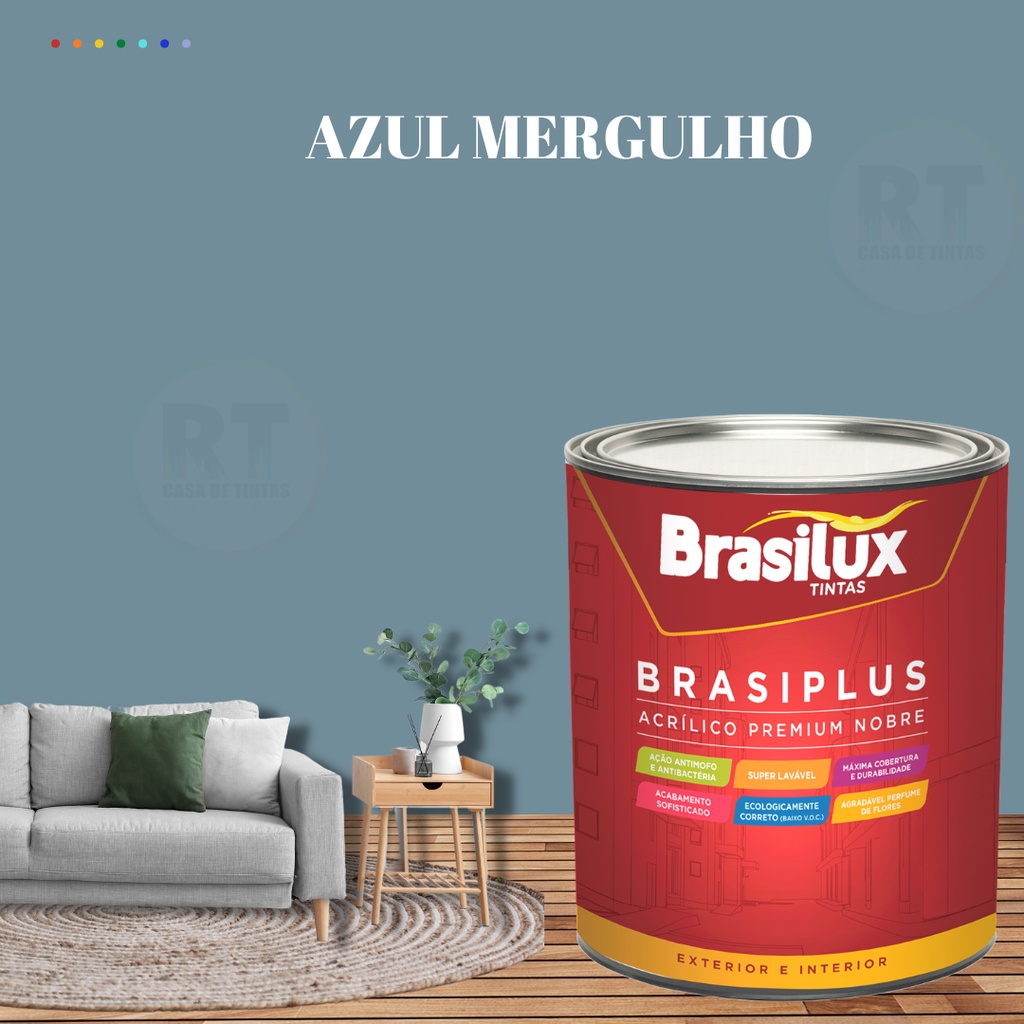Tinta de Parede Azul Mergulho 800ml Brasiplus Acrílica Fosca. | Shopee ...