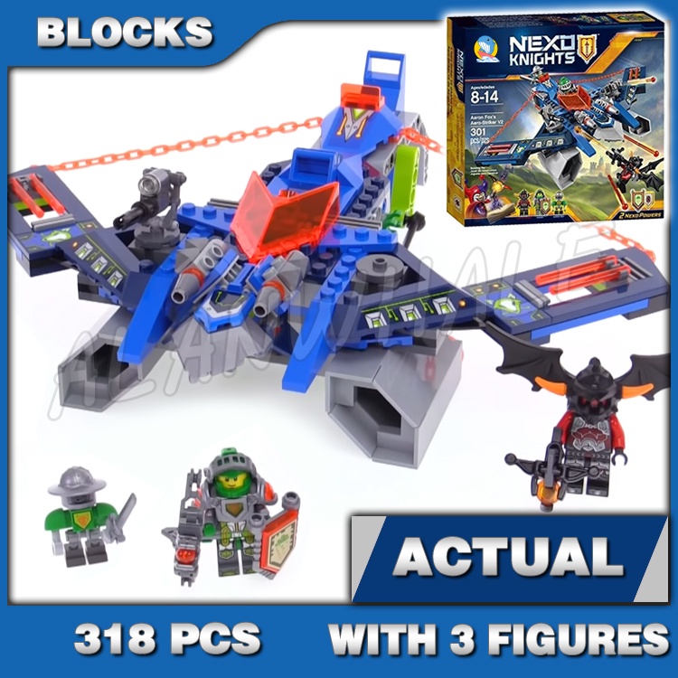 318 Peças Nexo Knights Aaron Fox's Aero-Striker V2 Wing Crossbow 10517 ...
