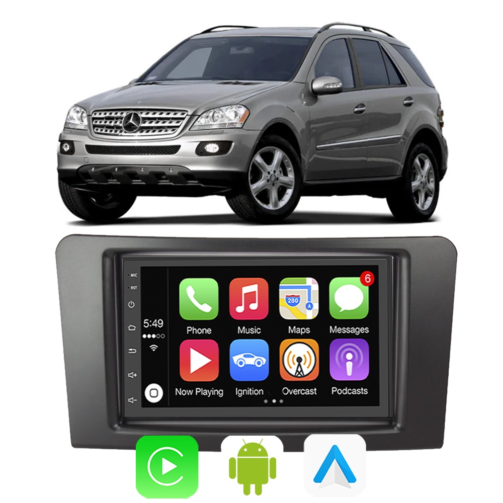 Kit Multimidia Central Carplay Android Auto Mercedes ML 2006 2007 2008 2009 2010 7 Polegadas ...