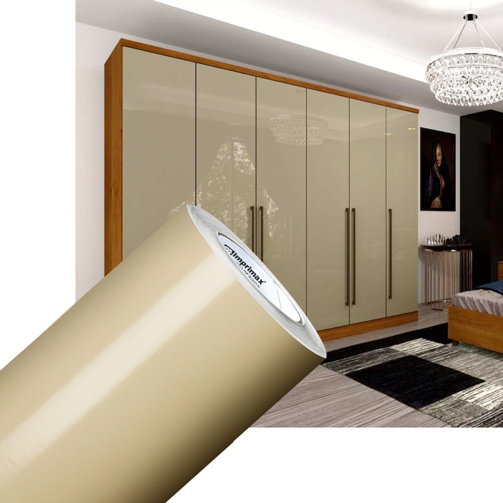 Adesivo Vinil Envelopamento Móveis Armário Laca Bege 0,50x2m | Shopee ...