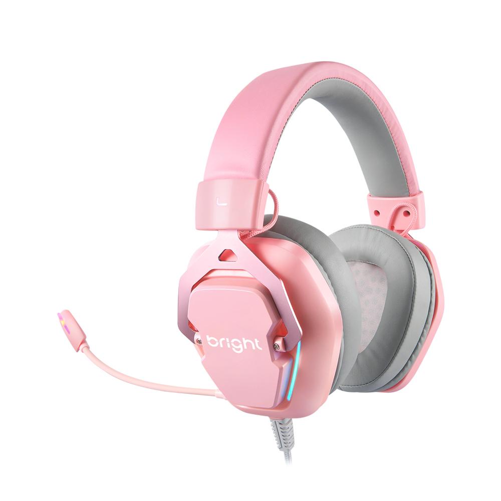 Headset Gamer Foxy Pink RGB USB 7.1 Rosa e Cinza Bright | Shopee Brasil