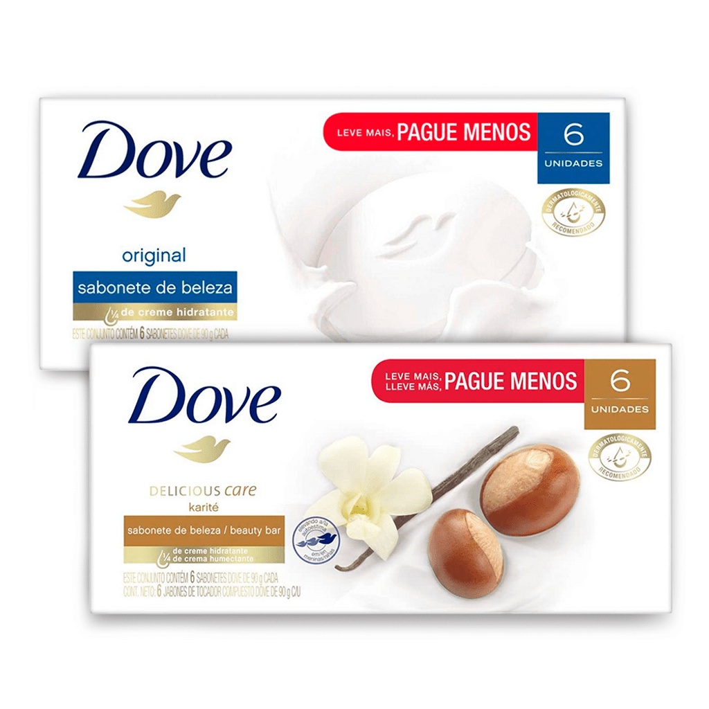 Kit Sabonete em Barra Dove Branco 6 unidades 90g + Sabonete em Barra ...