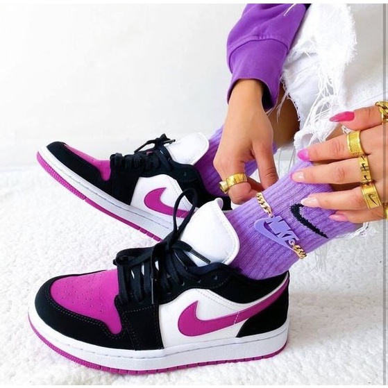 Tenis Nike Air Jordan Preto Sola Rosa Pink Feminino Meninas Botinha E ...