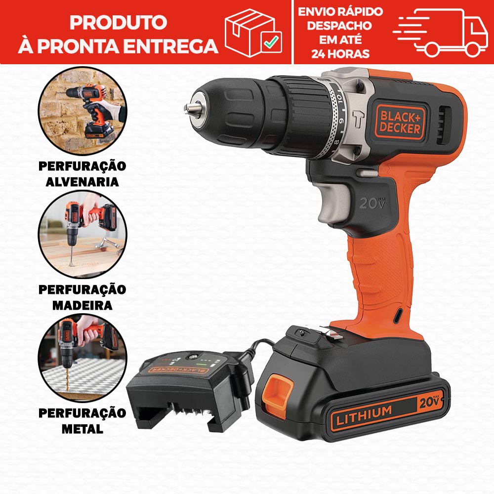 Parafusadeira e Furadeira de Impacto sem Fio 20V Vel Variável ...