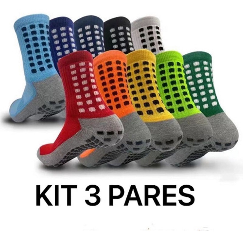 KIT 3 Meia Esportiva De Silicone Unissex Para futebol | Shopee Brasil