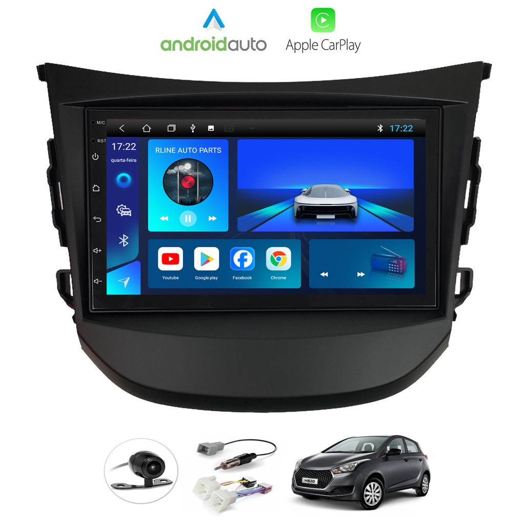 Kit Central Multimidia 2 Din Mp5 Android Hyundai HB20 2012 a 2019 Android Auto Apple CarPlay ...