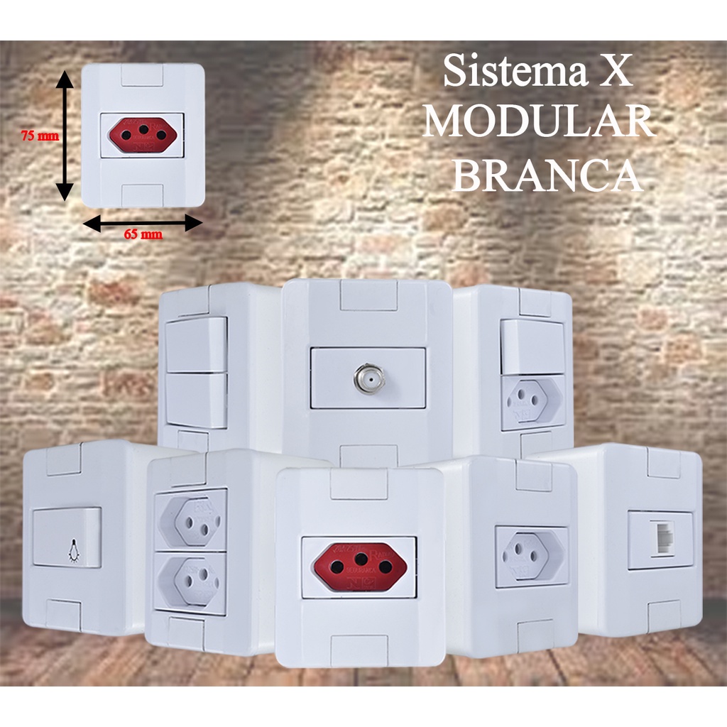 Conjunto Tomada e Interruptores 10A/20A Sobrepor Sistema X Modular ...