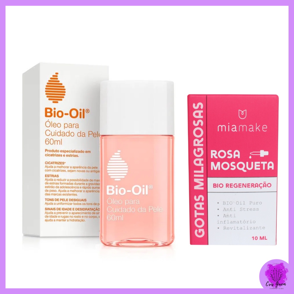 Kit Bio-Oil 60mL + Oleo de Rosa Mosqueta Mia Make | Shopee Brasil