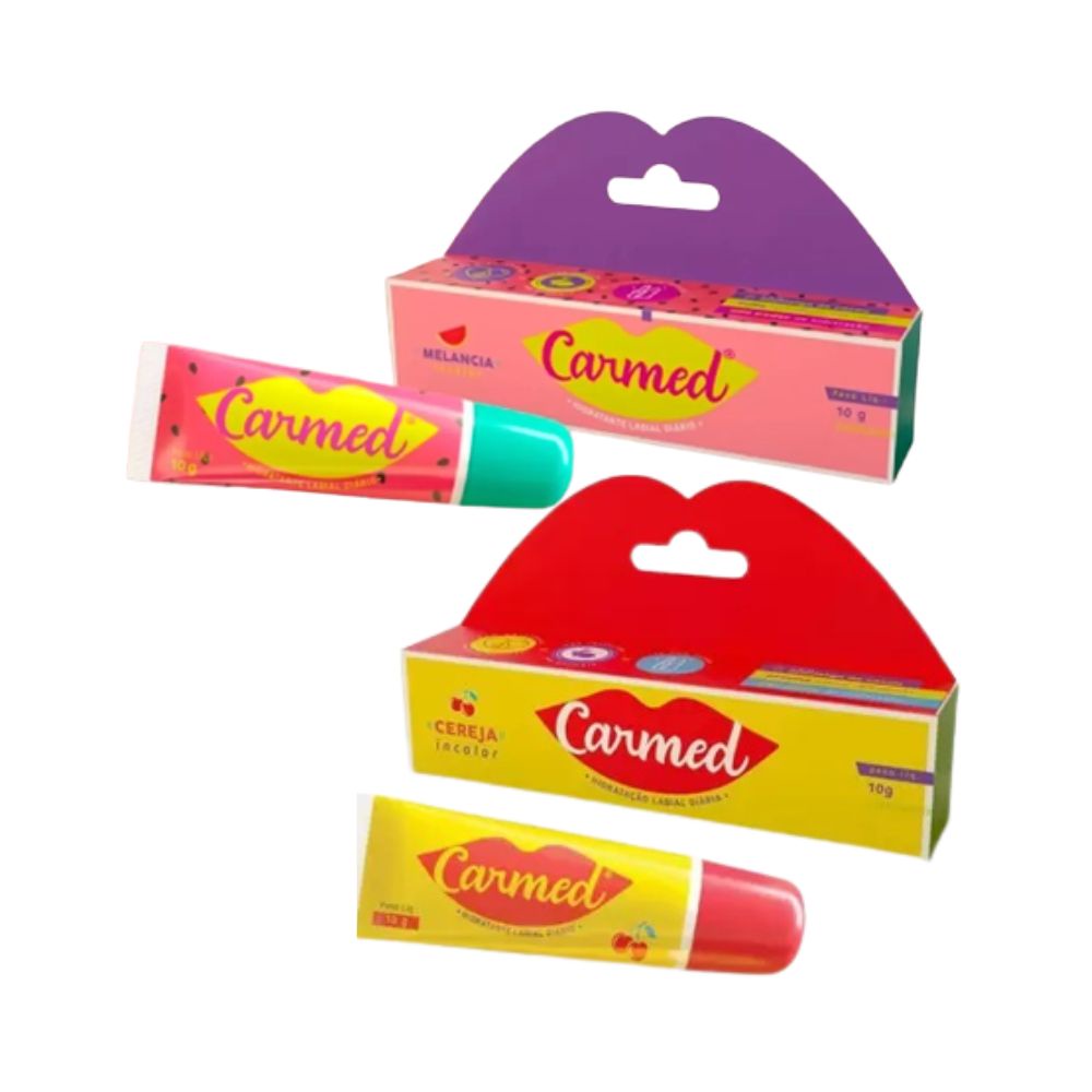 Kit 2 Carmed Labial Sabores Melancia + Cereja 10g Cada Frasco Gel ...