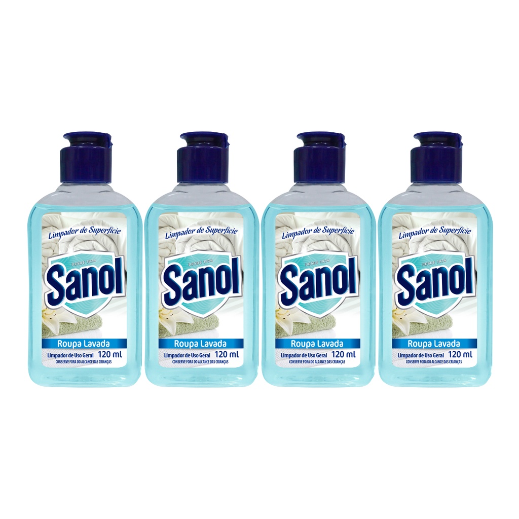 Kit 4 Limpador De Superficies Roupa Lavada Sanol 120Ml | Shopee Brasil