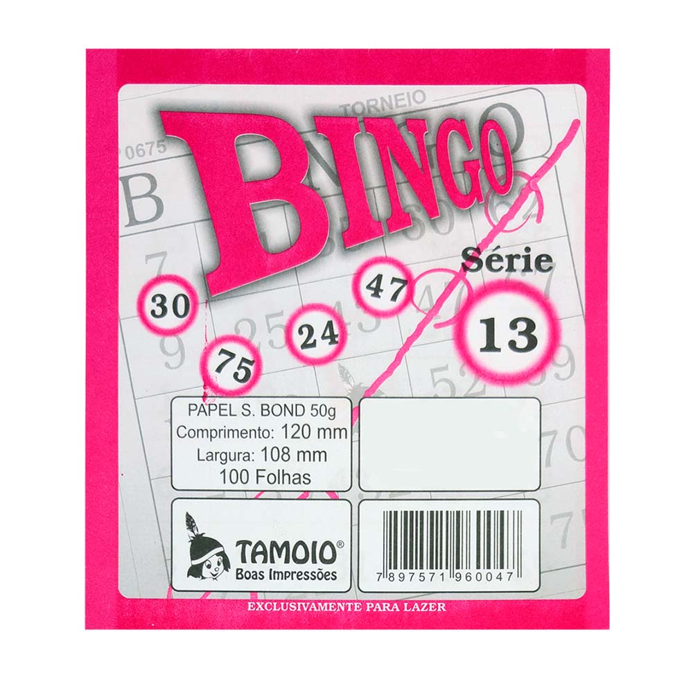 Cartela De Bingo Rosa 120x108mm 100 Folhas Tamoio | Shopee Brasil