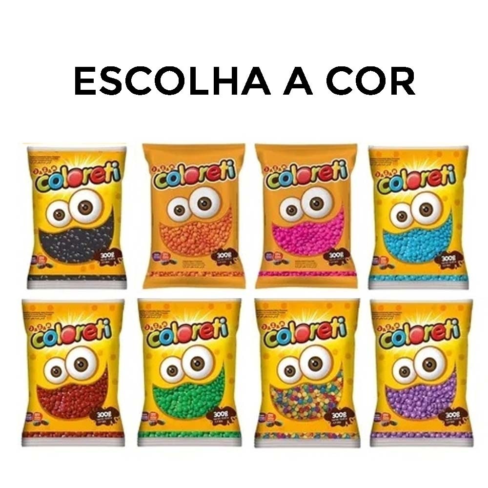 Confeito Chocolate Coloreti Mini Escolha a Cor 300g - Jazam | Shopee Brasil