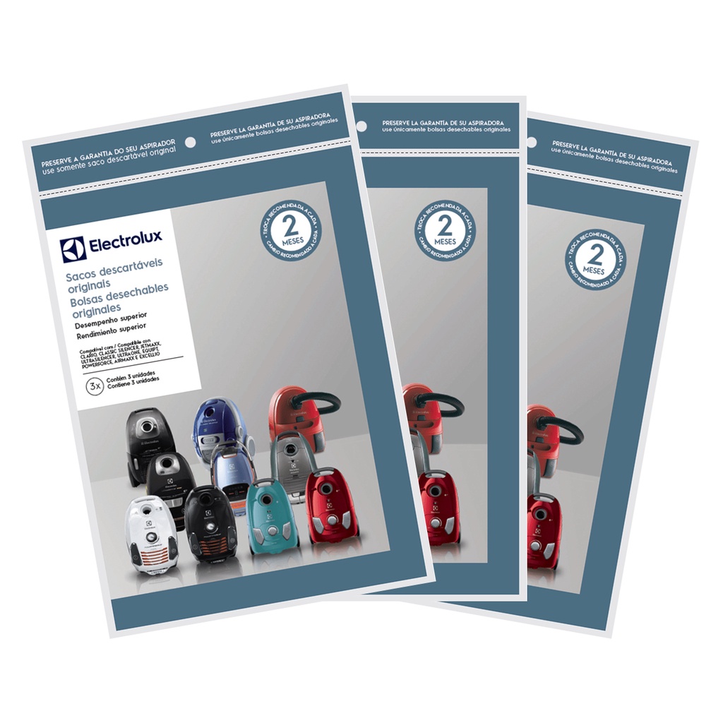 Kit c/ 9 Sacos Originais p/ Aspiradores Electrolux: Clario ...