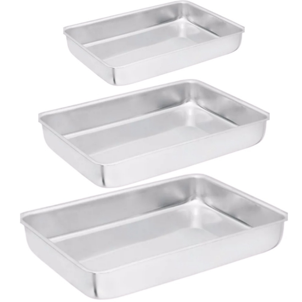 Jogo De Assadeira Forma de Bolo Retangular Kit Com 3 Peças - Padrão ...