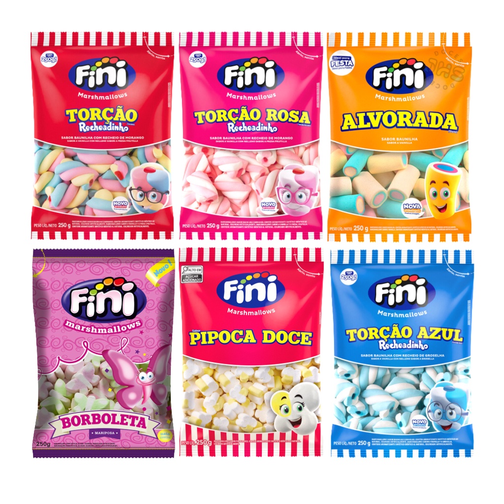 Marshmallows Fini Pacote 250g Torção Pipoca Escolha o Sabor | Shopee Brasil